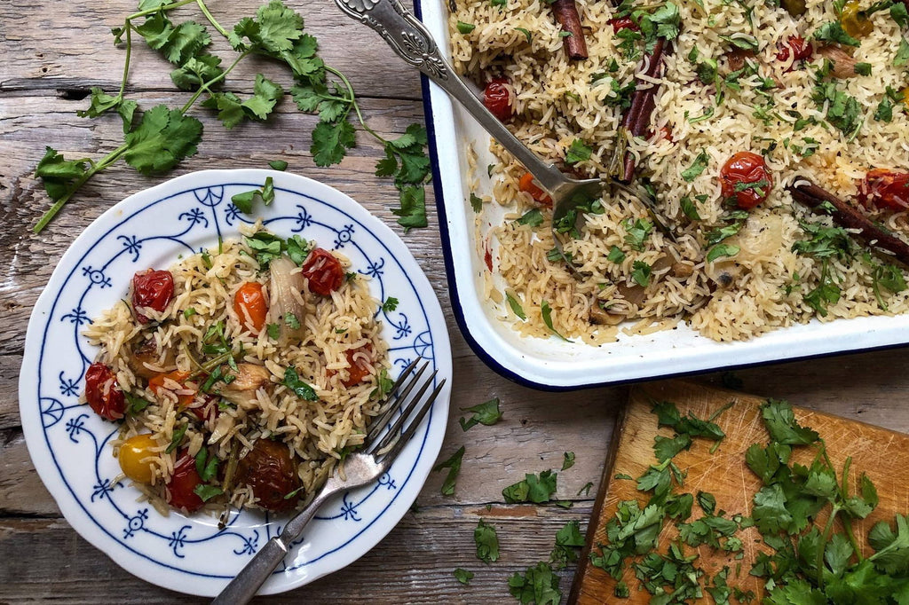 Baked Rice With Tomato & Garlic Confit — Falcon Enamelware